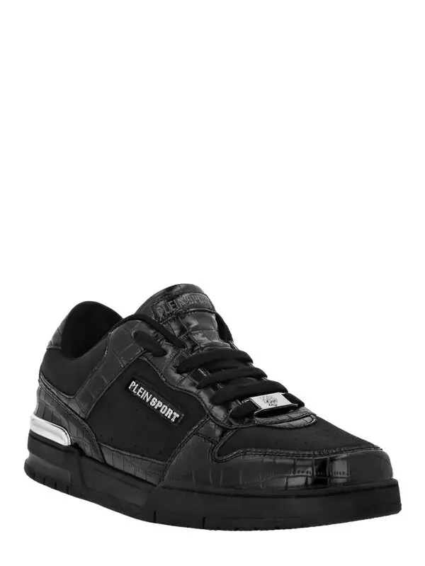 PLEIN SPORT Crocodile-effect Panel Sneakers - Black