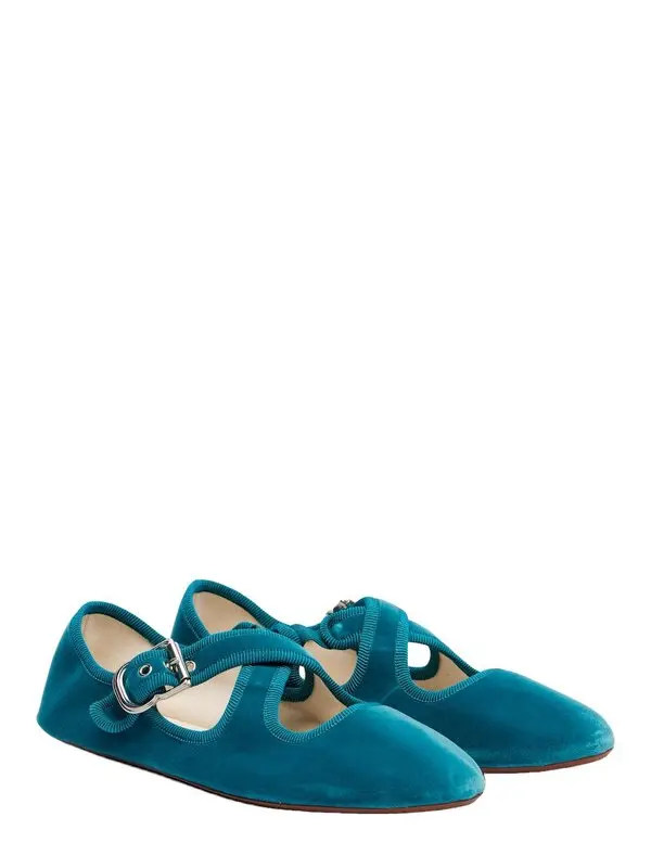 Alaïa Velvet Ballet Flats - Blue
