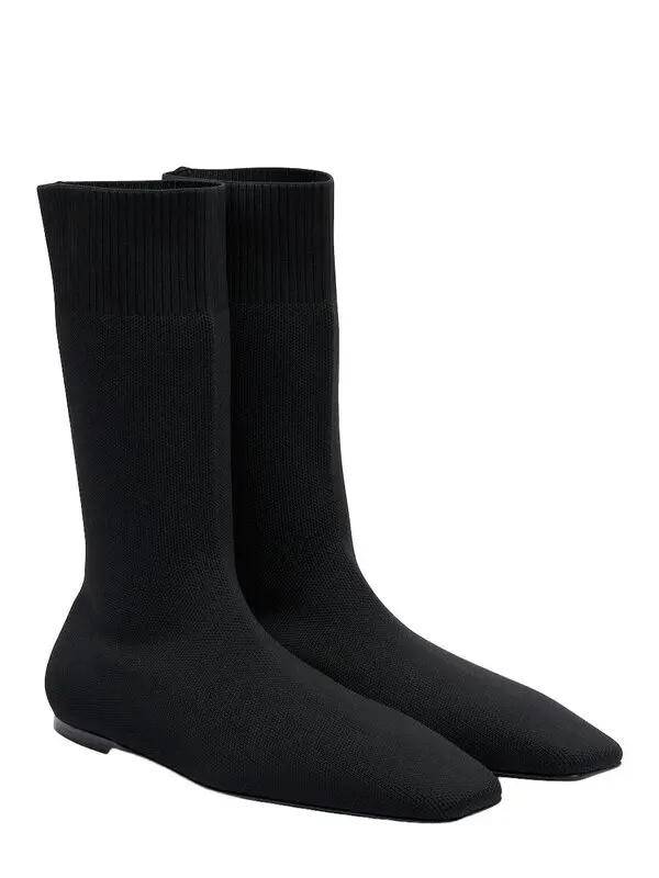 TOTEME Square Toe Sock Boots - Black