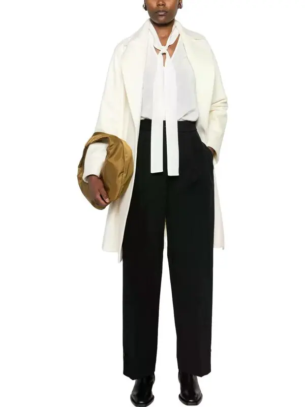Max Mara Silk Tie Neck Blouse - White