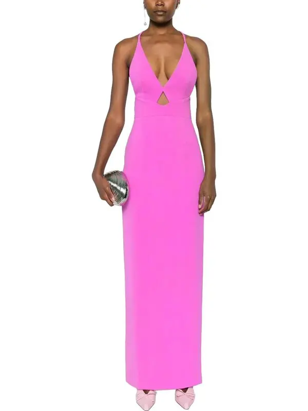 Solace London Milly Maxi Dress With V-neck And Cut-out Detail - Pink
