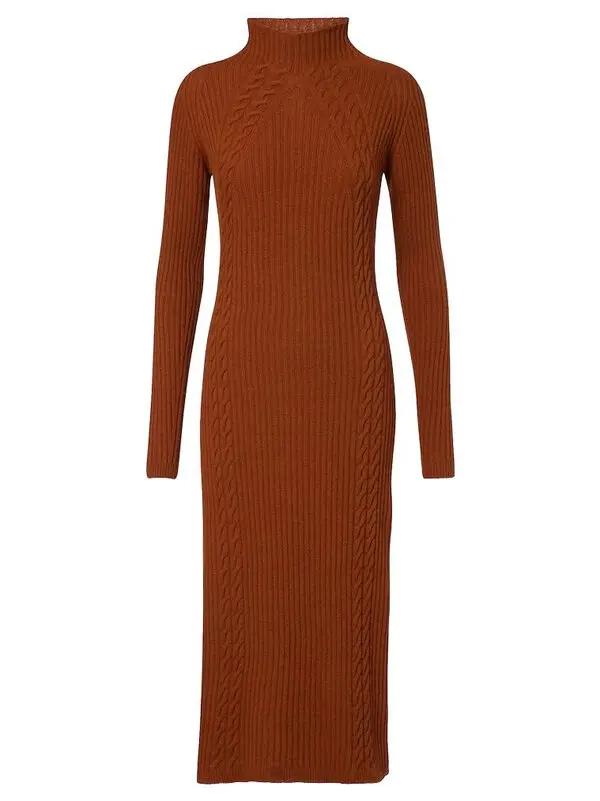 Max Mara Zelanda Wool-blend Midi Dress - Brown