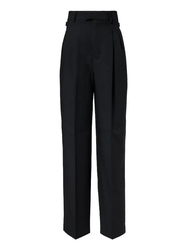 AMI Paris High-rise Virgin Wool Twill Trousers - Grey