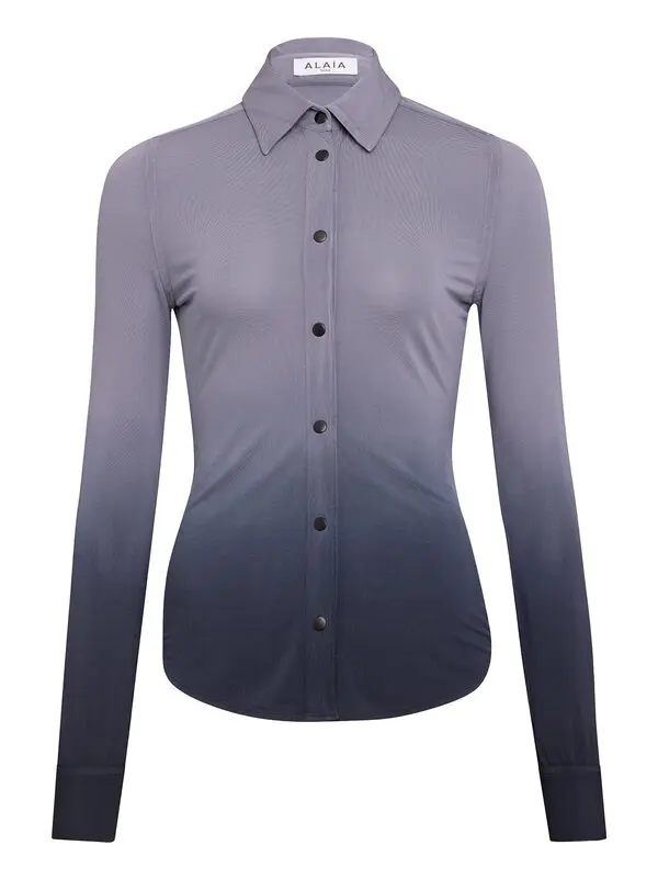 Alaïa Ombre Jersey Button-up Shirt - Grey