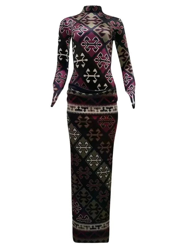 Burc Akyol Carpet-printed Velvet Maxi Dress - Blue