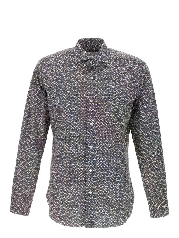 BARBA NAPOLI Micro-optical Pattern Shirt - Grey
