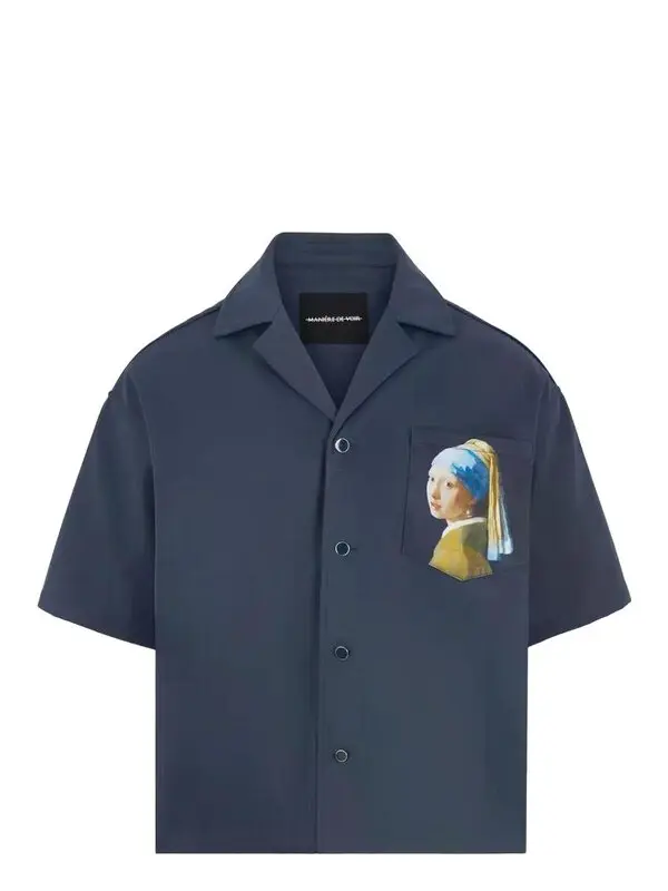 Manière De Voir Stephane Printed Boxy-fit Shirt - Blue