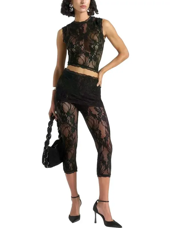 Manière De Voir Eugenie Floral-lace Top - Black