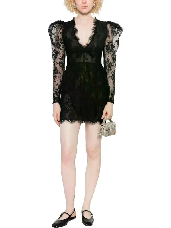 Alessandra Rich Lace Mini Dress - Black