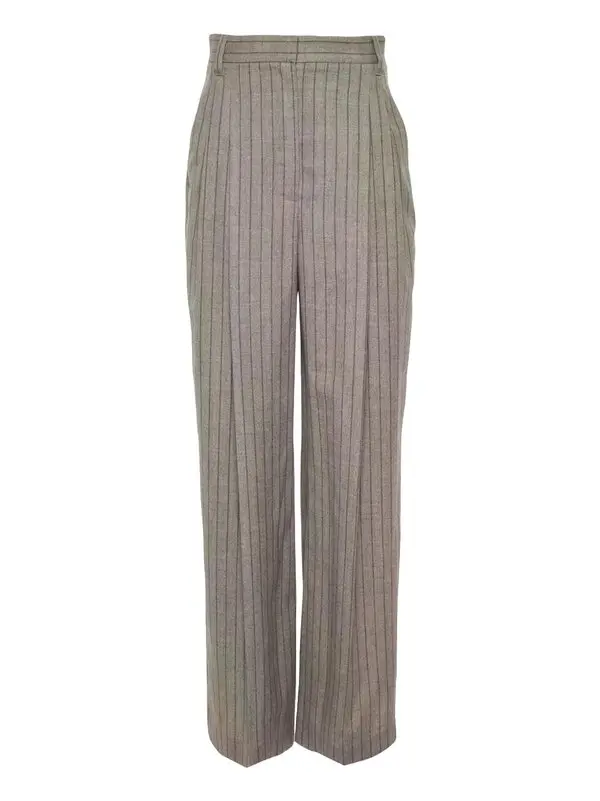 Brunello Cucinelli Ash Virgin Wool Pinstripe Tailored Trousers - Grey