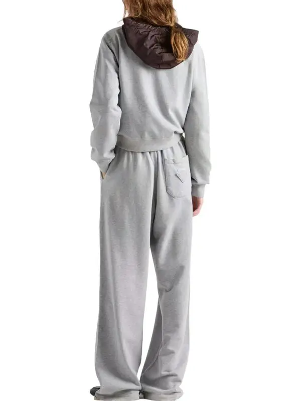 Prada Logo Print Hooded Sweatshirt - Grey