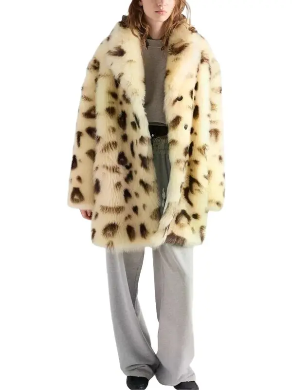 Prada Leopard-print Shearling Coat - Neutrals
