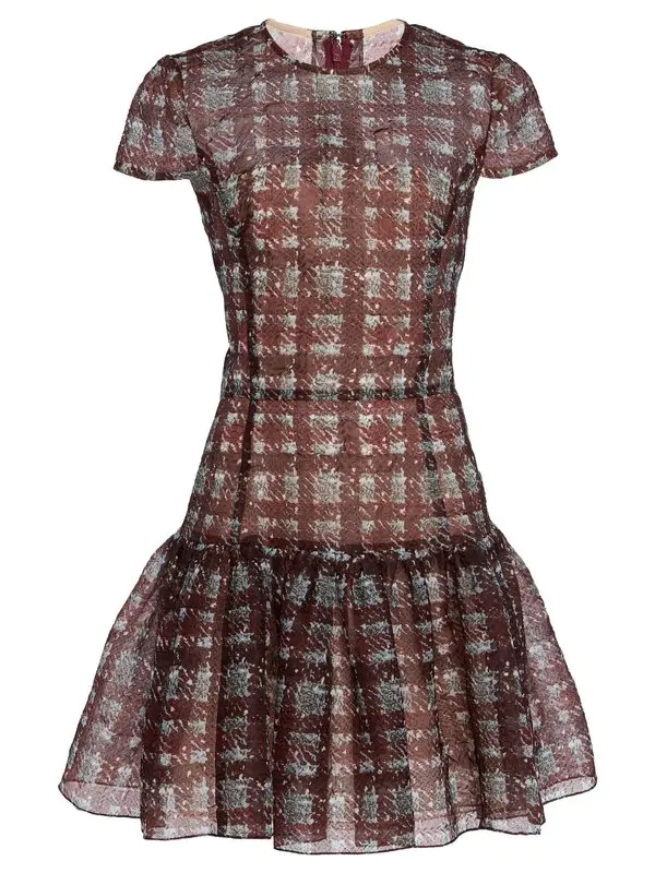 Oscar De La Renta Textured Tartan Silk-blend Mini Dress - Multi