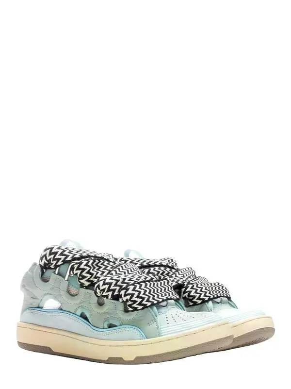 LANVIN Curb Lace-up Perforated Mules - Blue