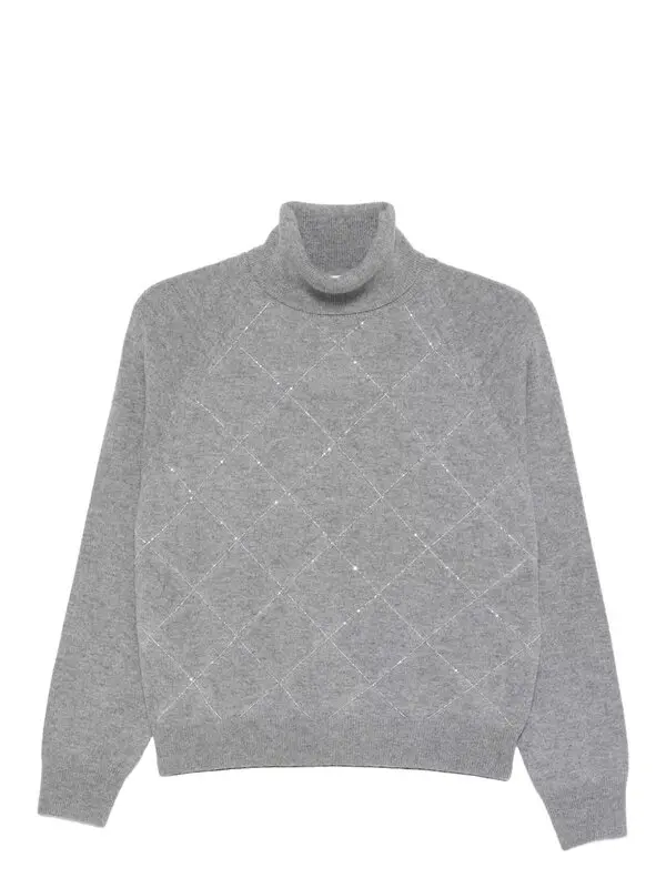 Peserico Wool-silk-cashmere Blend Turtleneck Sweater - Grey