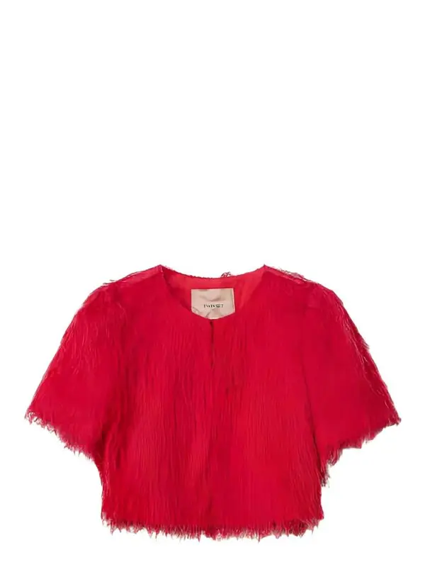 TWINSET Feather-effect Cropped Jacket - Red