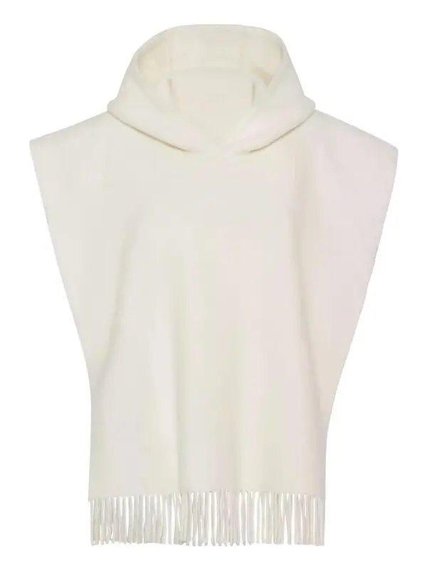 Brunello Cucinelli Wool Cape With Fringe Detailing - White