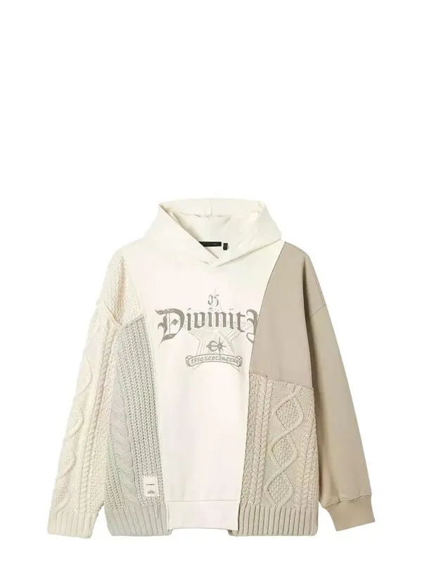 FIVE CM Cable-knit Patchwork Hoodie - Neutrals