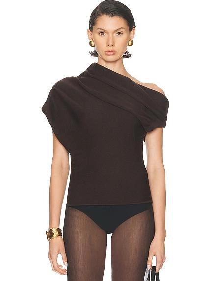 Staud Mabel Off-shoulder Wool Knit Sweater - Earth