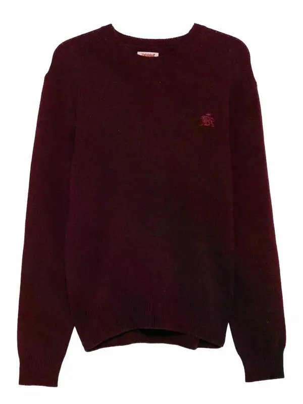 BARACUTA Embroidered Crew-neck Sweater - Red