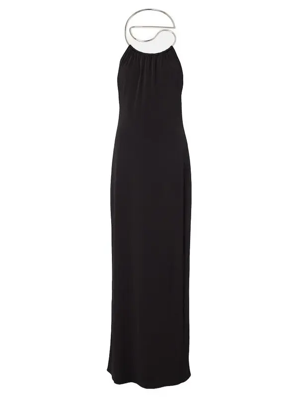 Coperni Logo Embellished Halterneck Gown - Black