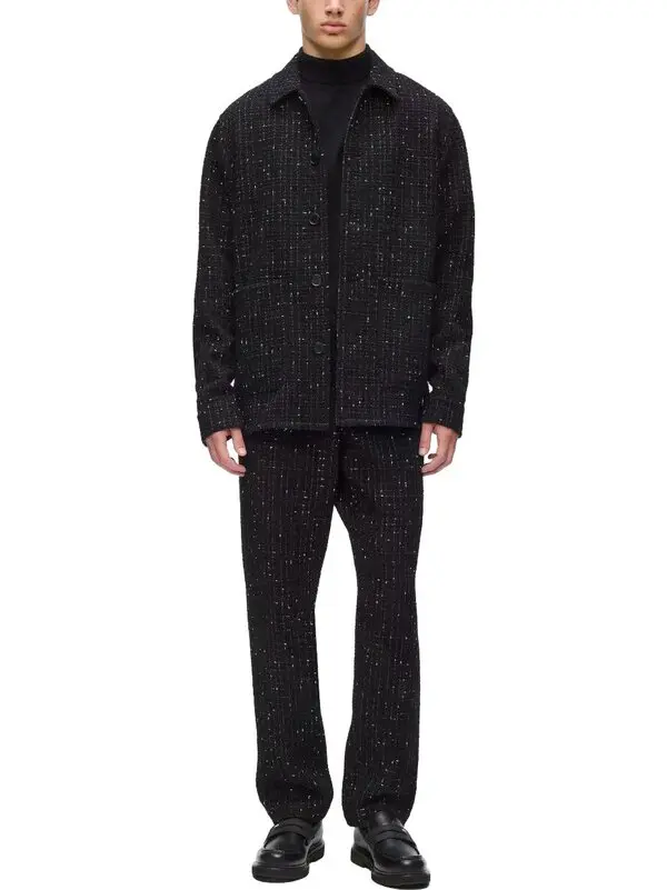 Karl Lagerfeld Notched Tweed Shirt - Black