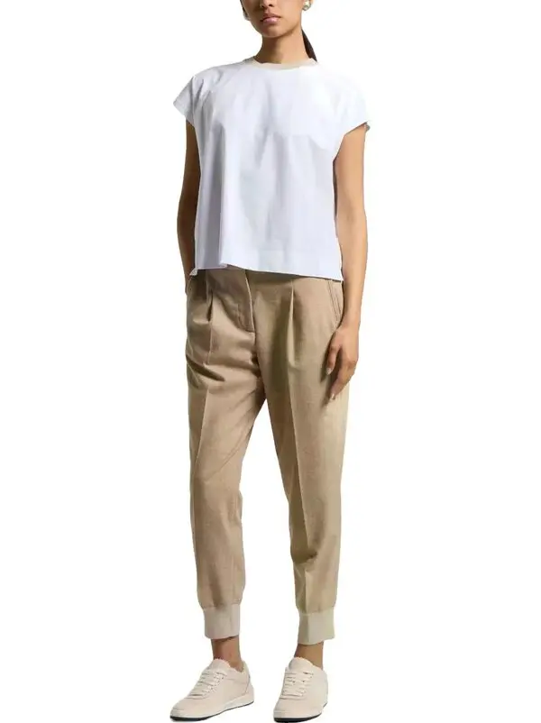 Peserico Pleated Tailored Trousers With Ribbed Hems - Neutrals