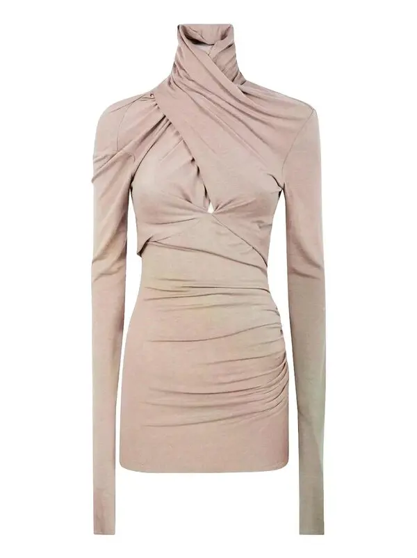 ENTIRE STUDIOS Cross-neck Draped Top - Neutrals