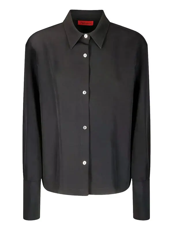 THELATEST Long Sleeve Button-down Shirt - Black