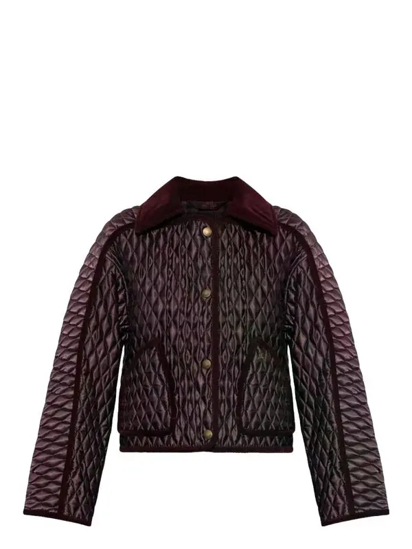 Burberry Cropped Quilted Nylon Jacket - Red