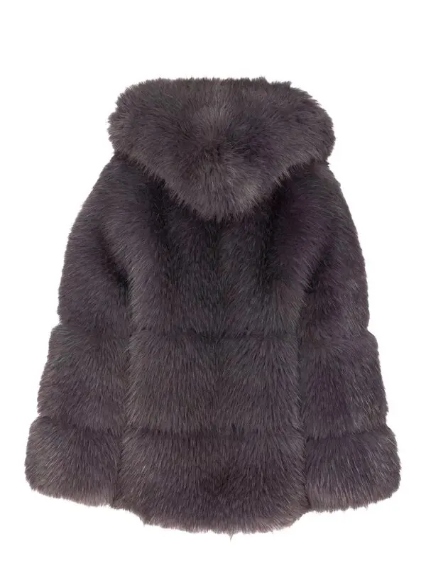 SWORD 6644 Faux Fur Hooded Coat - Grey