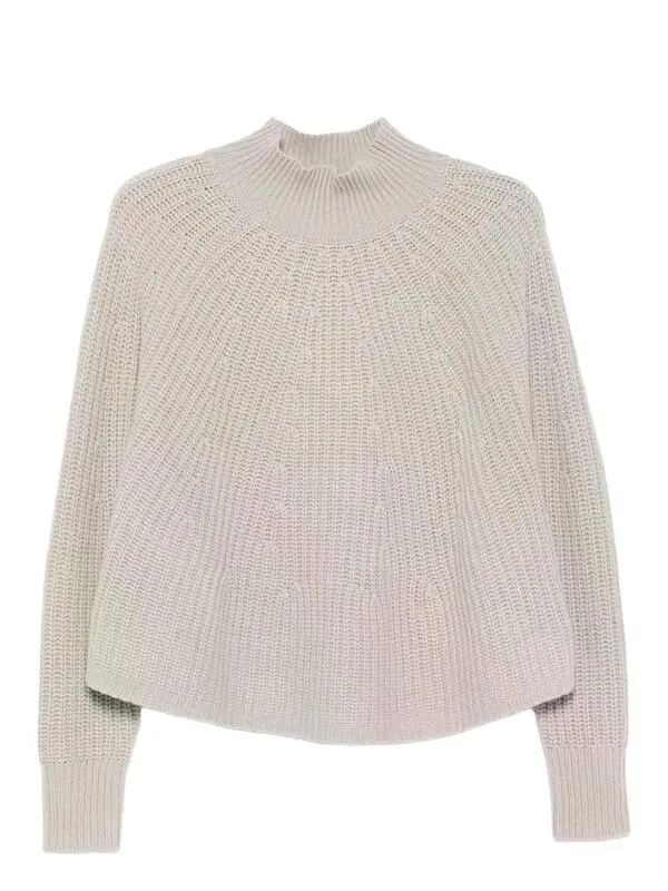 ALLUDE High-neck Ribbed-knit Sweater - Grey