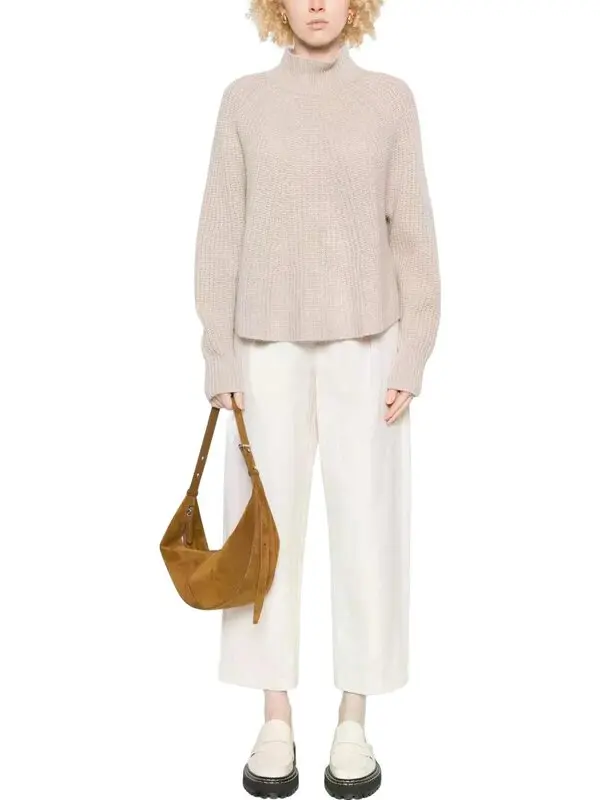ALLUDE High-neck Ribbed Knit Sweater - Neutrals