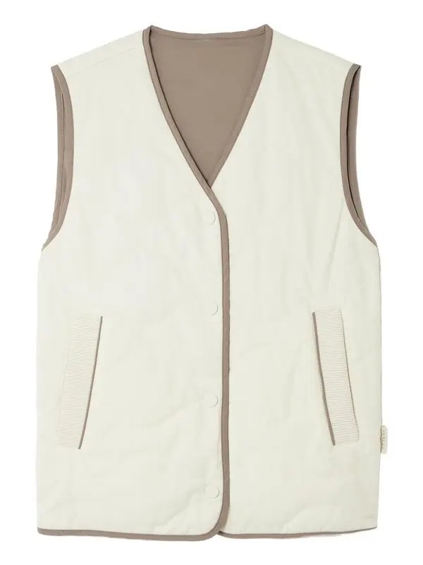 Varley Lori Reversible Quilted Flannel And Twill Vest - Brown