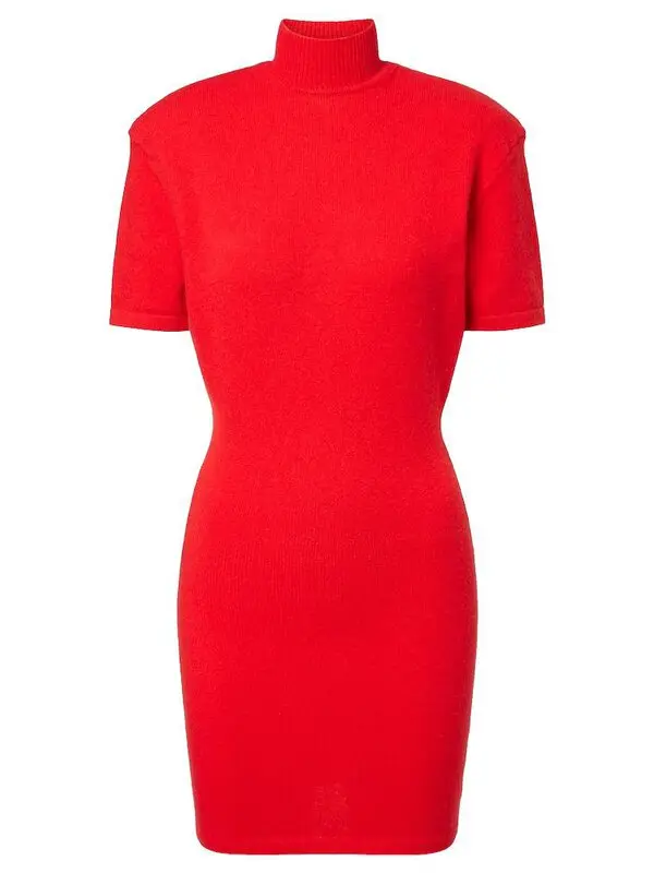 Jacquemus Knitted Wool And Cashmere Mini Dress - Red
