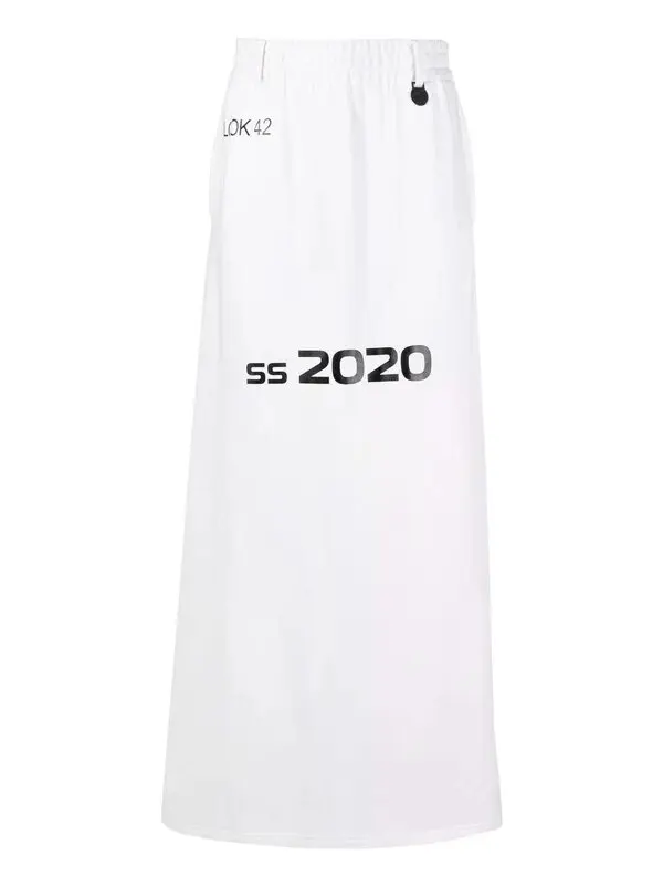 XANDER ZHOU Cotton Ss2020 Logo Plaque Long Skirt - White