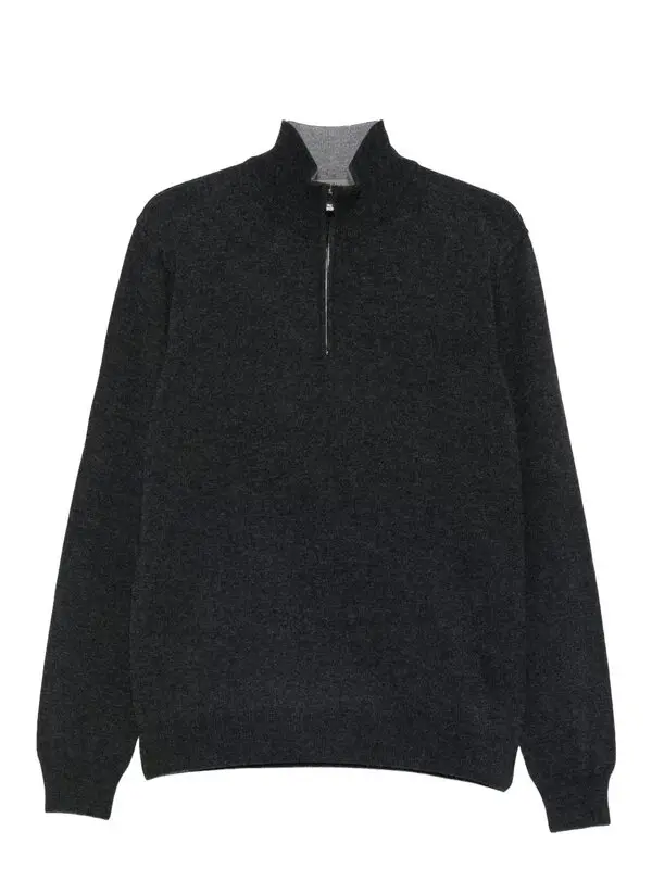 Corneliani High-neck Half-zip Sweater - Grey