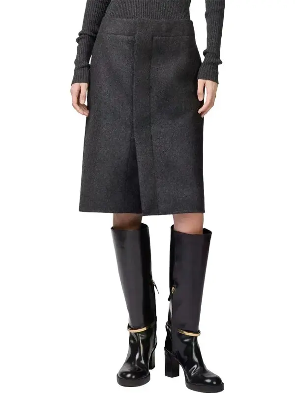 TOD'S Double-pocket Wool Skirt With Slit - Black