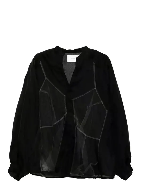 QUETSCHE Bustier Tulle Embellished Shirt - Black