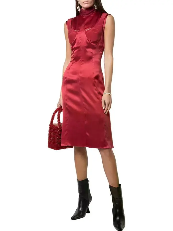 DELADA Silk Cut-out Midi Dress - Red