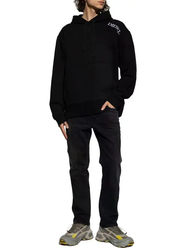 DIESEL® Logo-embroidered Hooded Sweatshirt - Black