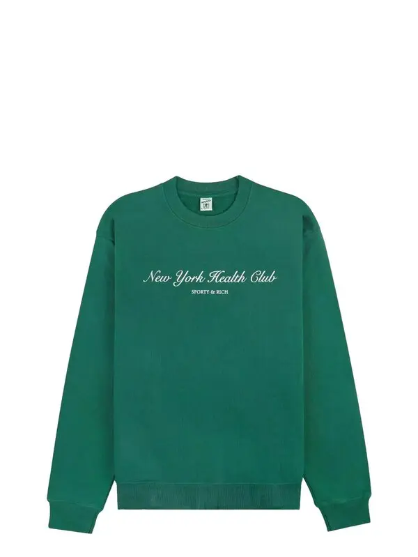 Sporty & Rich Cotton Crewneck Sweatshirt With Embroidered Logo - Green