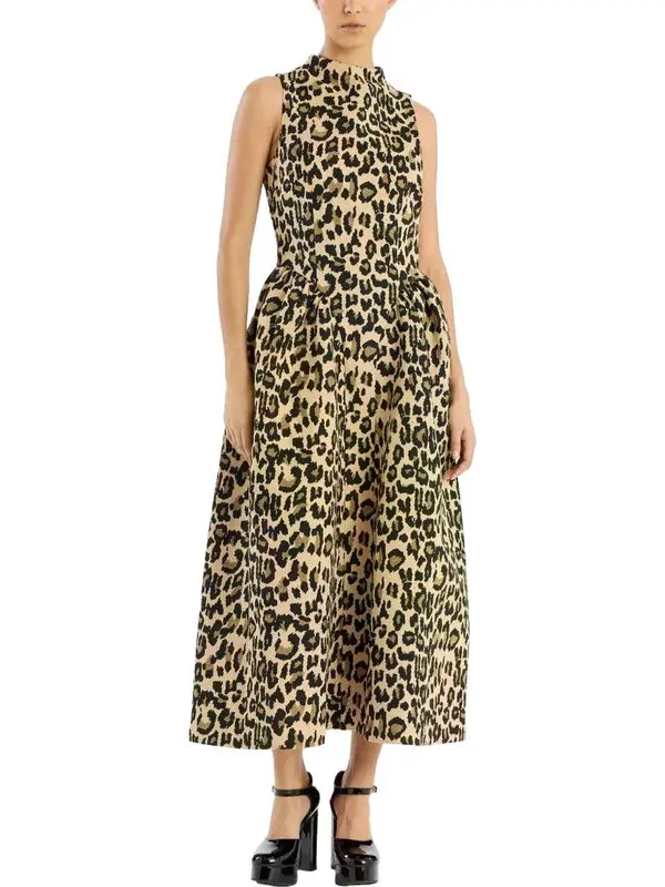 ROTATE BY BIRGER CHRISTENSEN Jacquard Midi Dress - Neutrals