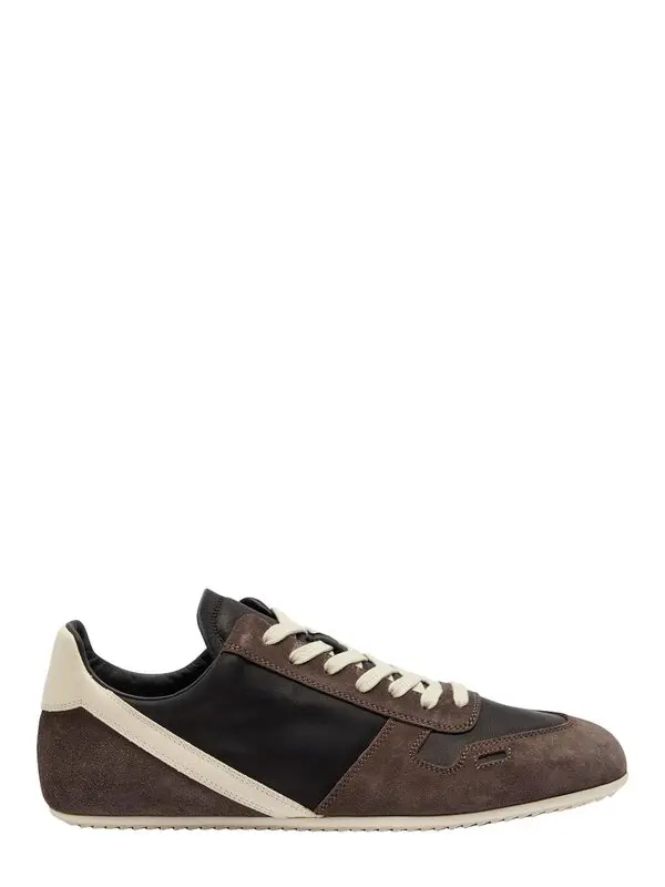 Rick Owens Panelled Suede And Leather Lace-up Sneakers - Black