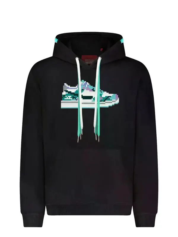 MOSTLY HEARD RARELY SEEN 8-BIT Watercolor Hoodie With Pixelated Sneaker Graphic - Black