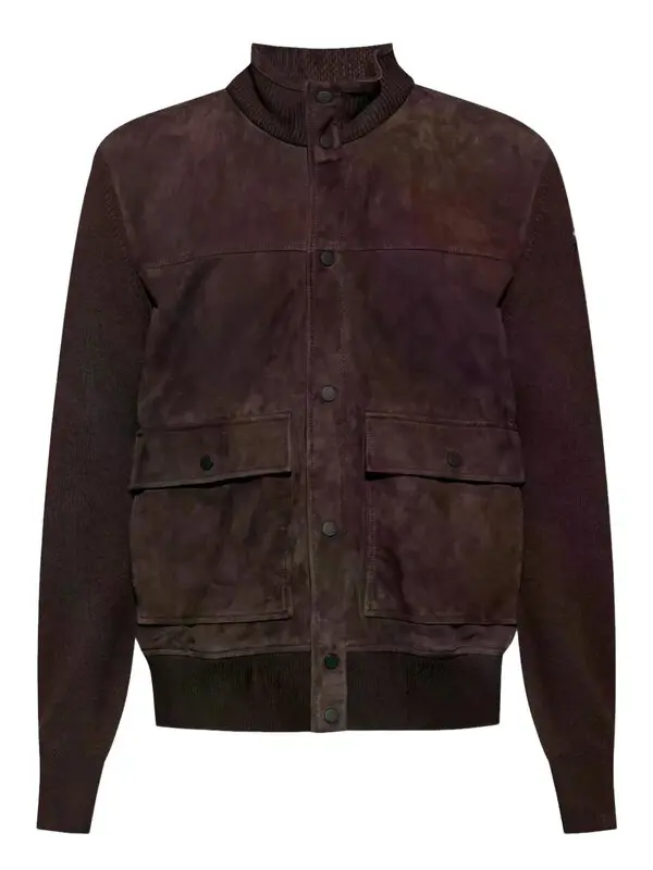 Moncler Suede Knitted Panel Cardigan - Brown