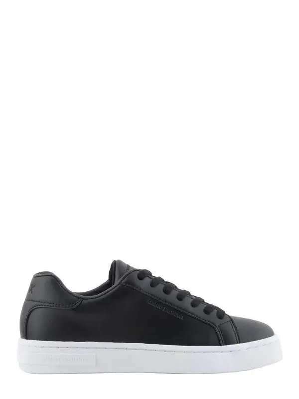 Armani Exchange Leather Logo Sneakers - Black