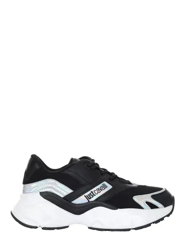 Just Cavalli Iridescent Panelled Lace-up Sneakers - Black