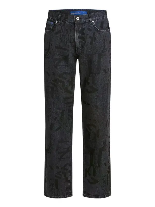 Karl Lagerfeld Straight Leg All-over Print Jeans - Black