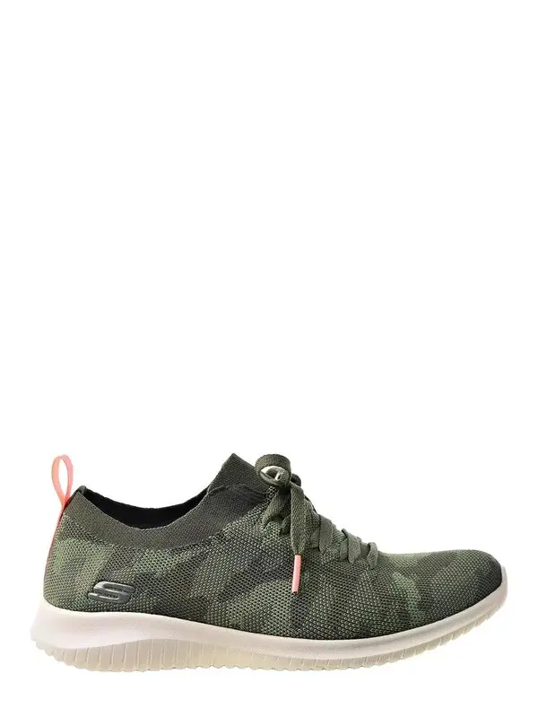 Sketchers Ultra Flex Wild Pursue Camouflage Knit Lace-up Sneakers - Green